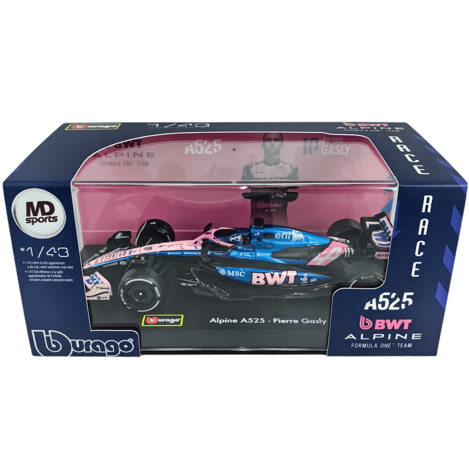 Alpine A525 2025 #10 Pierre Gasly Caja Acrilica Burago 1:43 – Tienda F1 ...